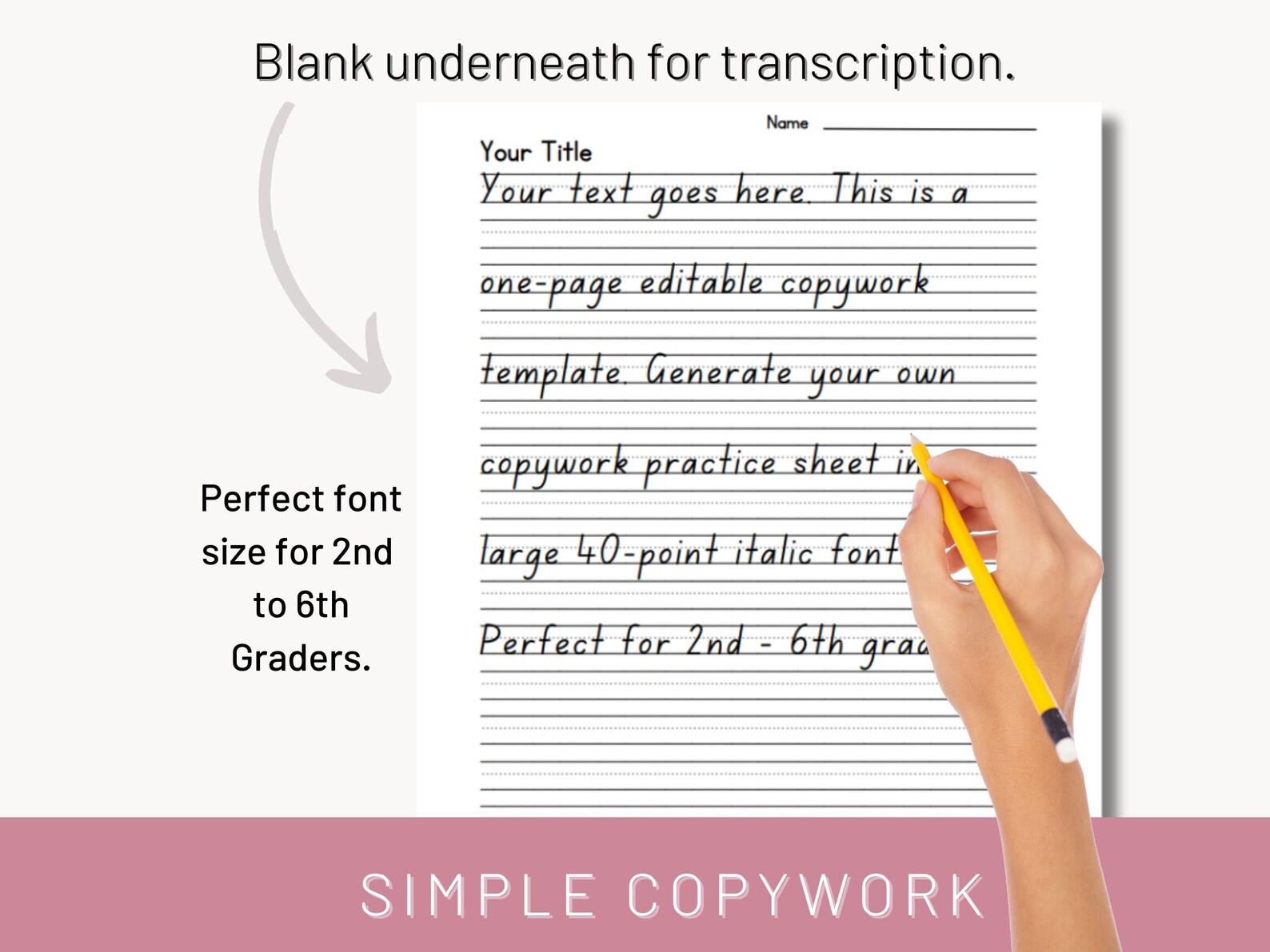 Editable Copywork & Handwriting Template, Italics D'nealian Font ...