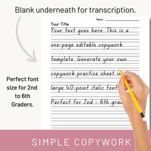 Editable Copywork & Handwriting Template, Italics D'nealian Font ...