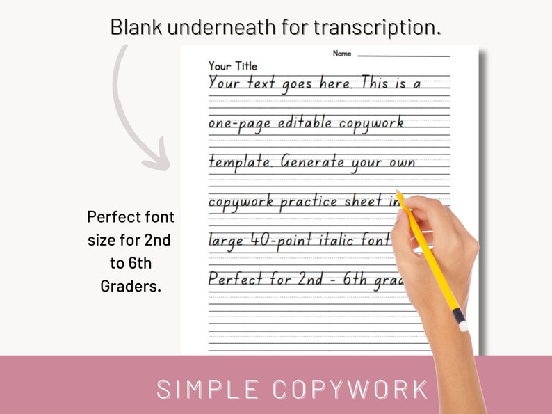 Editable Copywork & Handwriting Template, Italics D'nealian Font ...