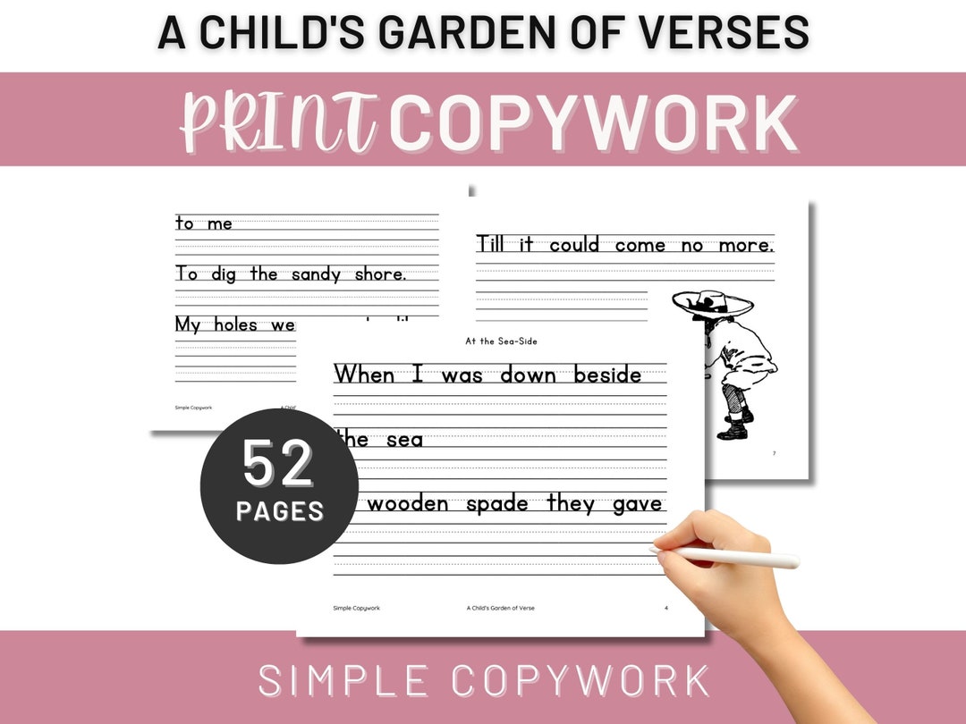 A Child's Garden of Verses Poems by Robert Louis Stevenson Copywork ...