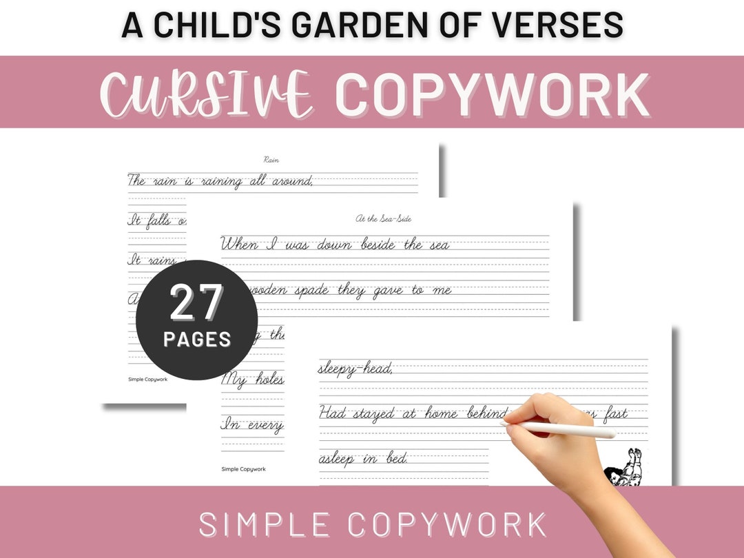 A Child's Garden of Verses Poems by Robert Louis Stevenson Copywork ...