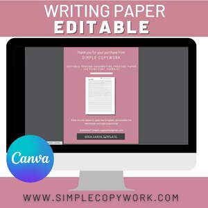 Editable Lined Handwriting Paper in a Tracing Font for 2nd 3rd 4th ...