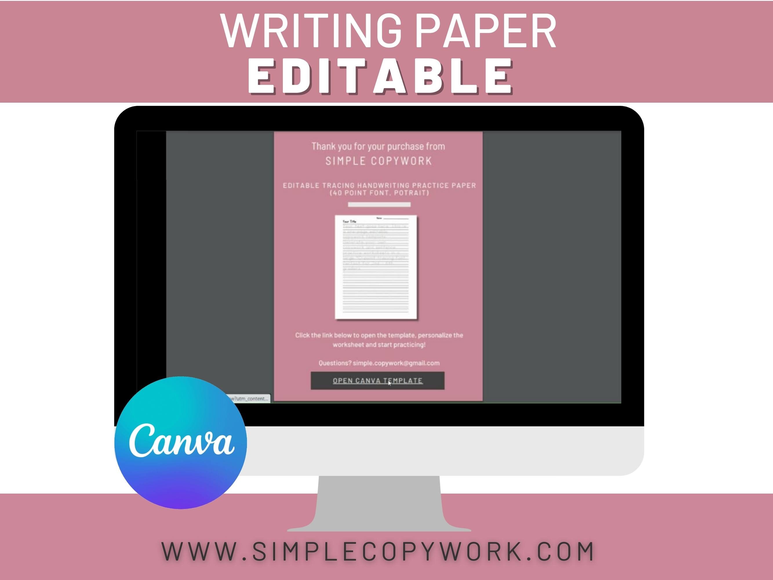 Editable Lined Handwriting Paper in a Tracing Font for 2nd 3rd 4th ...