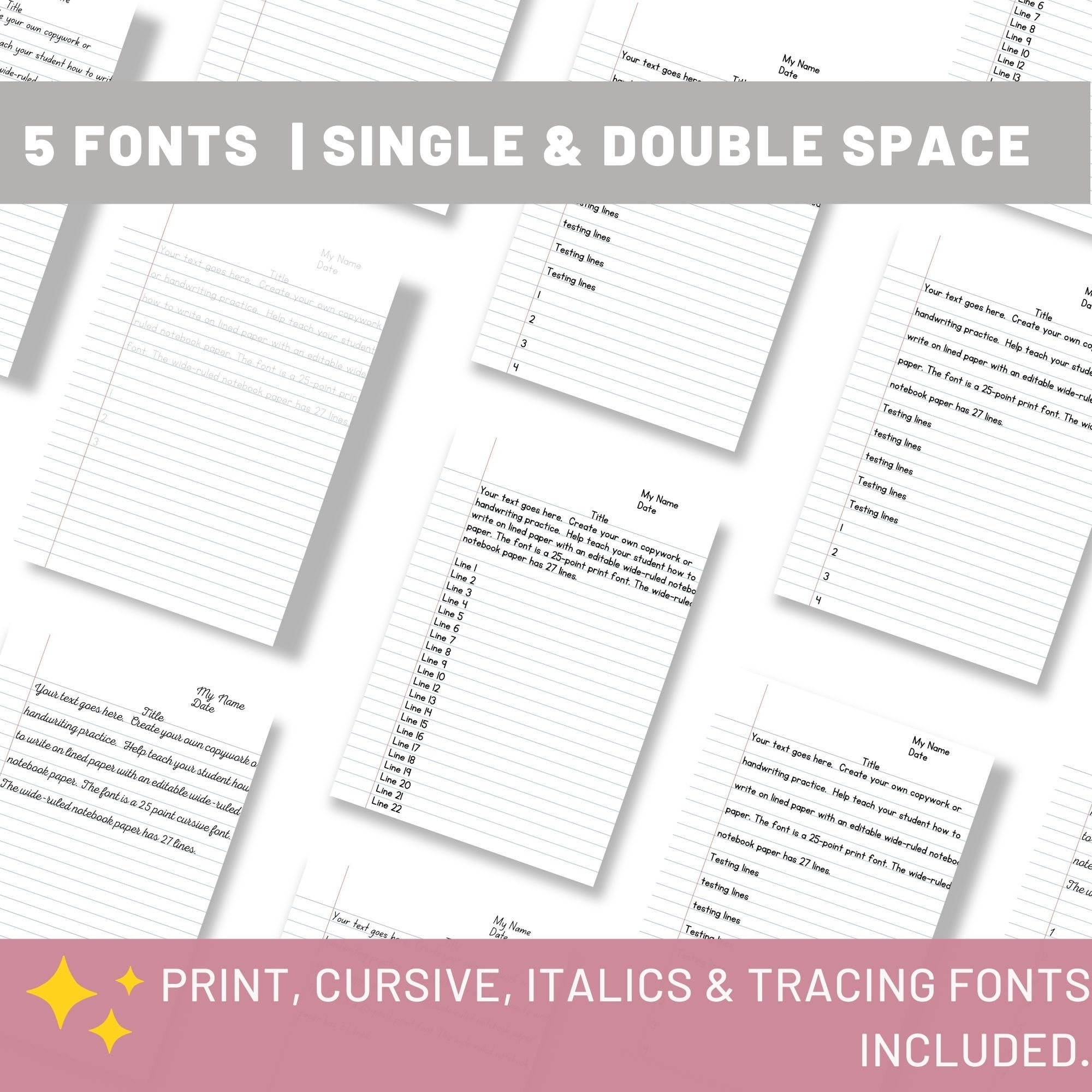 Editable Wide Ruled Lined Notebook Paper for Kids to Practice ...