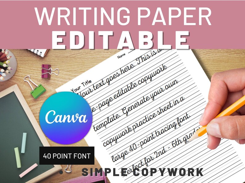 Editable Copywork & Handwriting Paper, Cursive Worksheet Generator ...