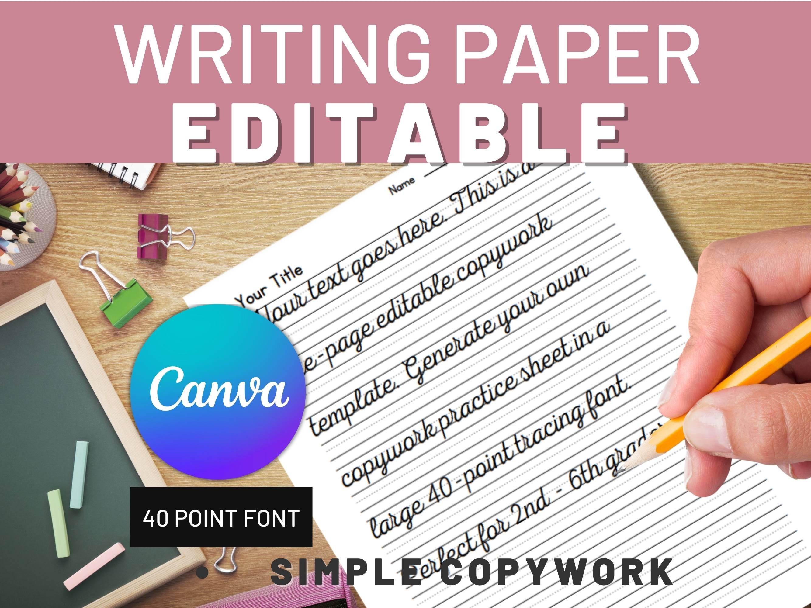 Editable Copywork & Handwriting Paper, Cursive Worksheet Generator ...