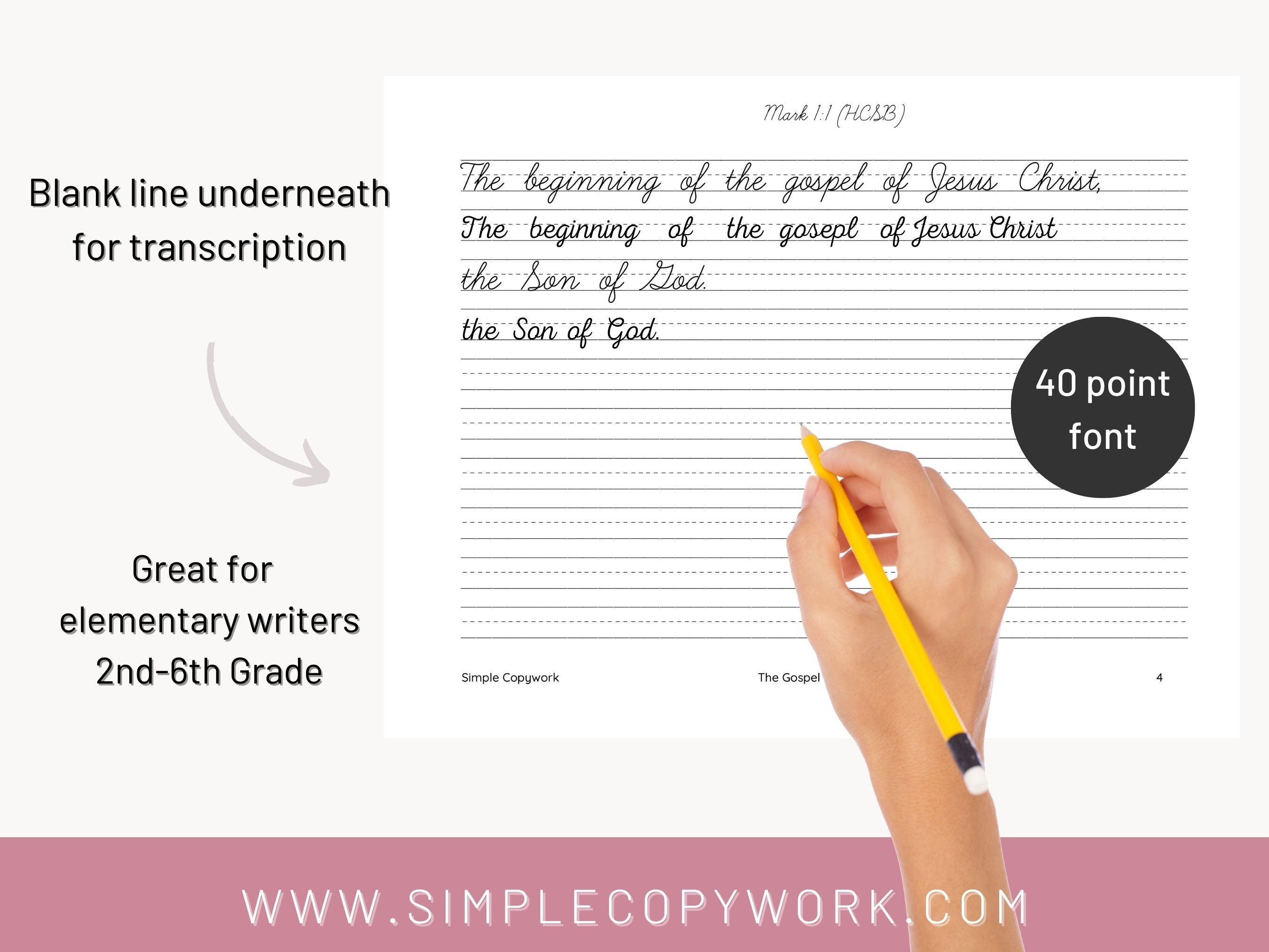 Gospel of Mark Handwriting & Copywork CURSIVE for Charlotte Mason and ...