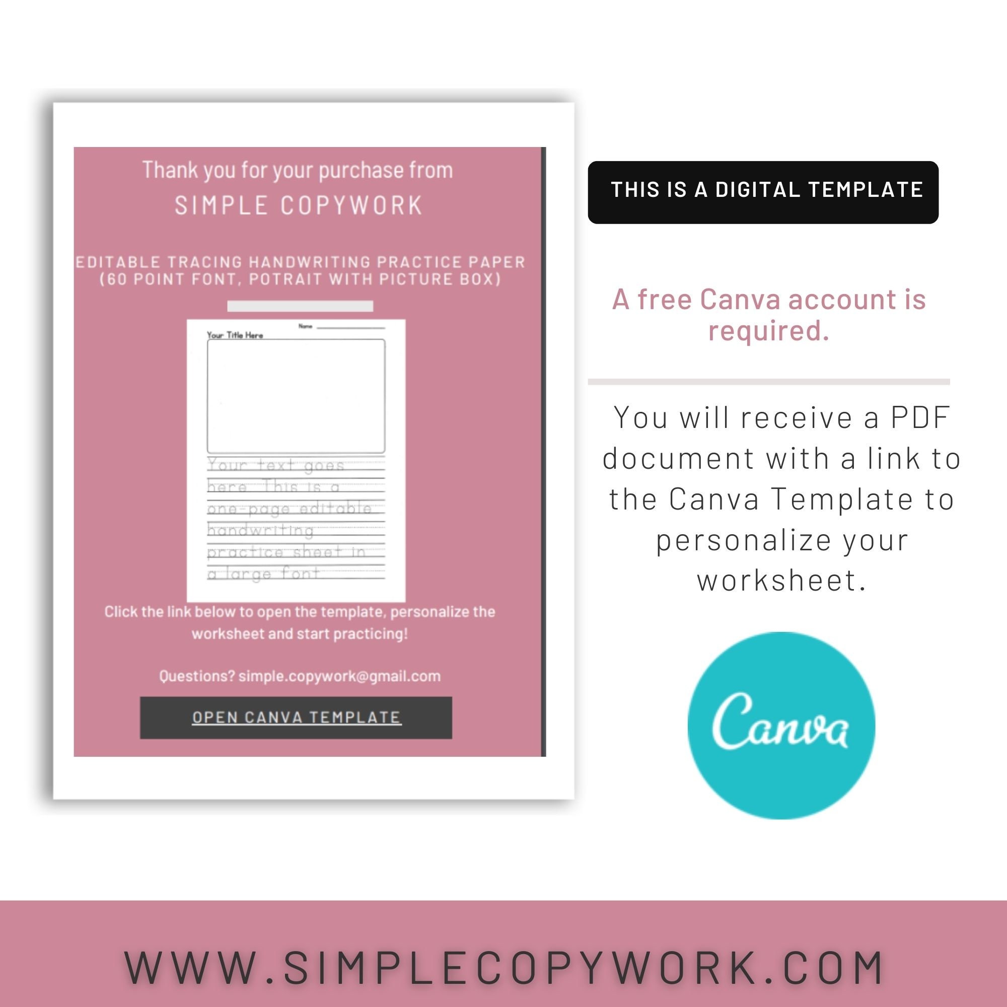 Editable Lined Handwriting Paper With a Tracing Font & Picture Box for ...