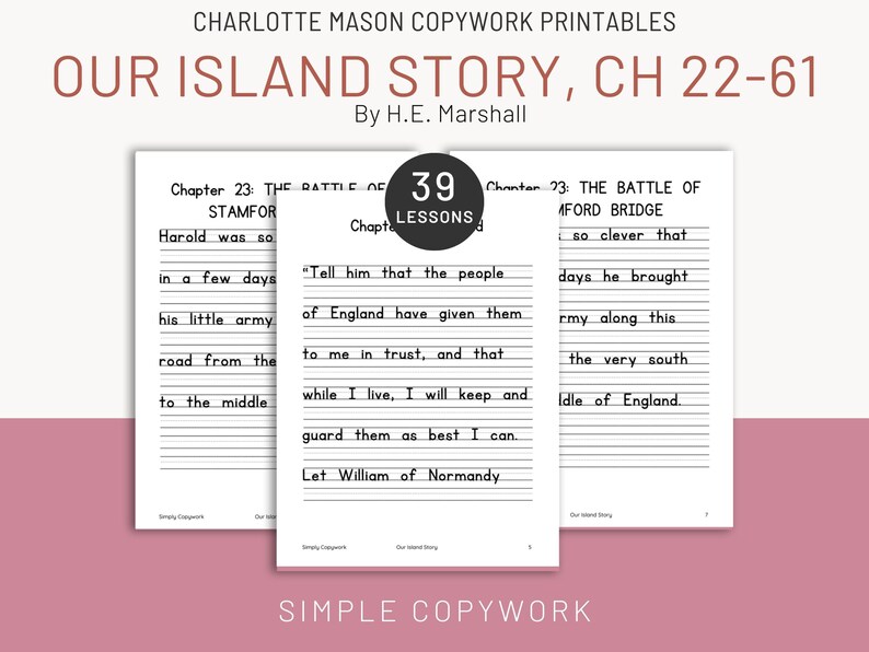 Our Island Story Ch. 22-61 Copywork Handwriting Worksheet for - Etsy