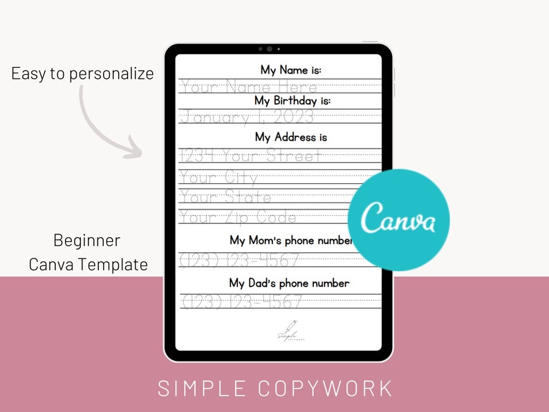 Editable Learn My Name, My Address, My Birthday Tracing Worksheet in ...
