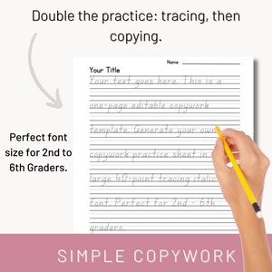 Editable Copywork & Handwriting Template, Italics D'nealian Tracing ...