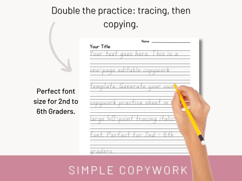 Editable Copywork & Handwriting Template, Italics D'nealian Tracing ...