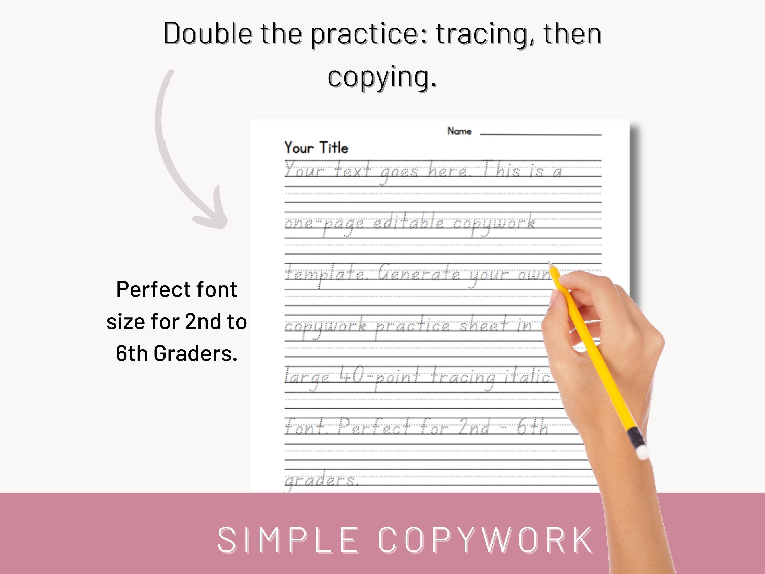 Editable Copywork & Handwriting Template, Italics D'nealian Tracing ...