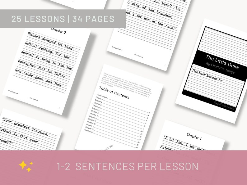 Little Duke Copywork and Handwriting Worksheets for Charlotte Mason and ...