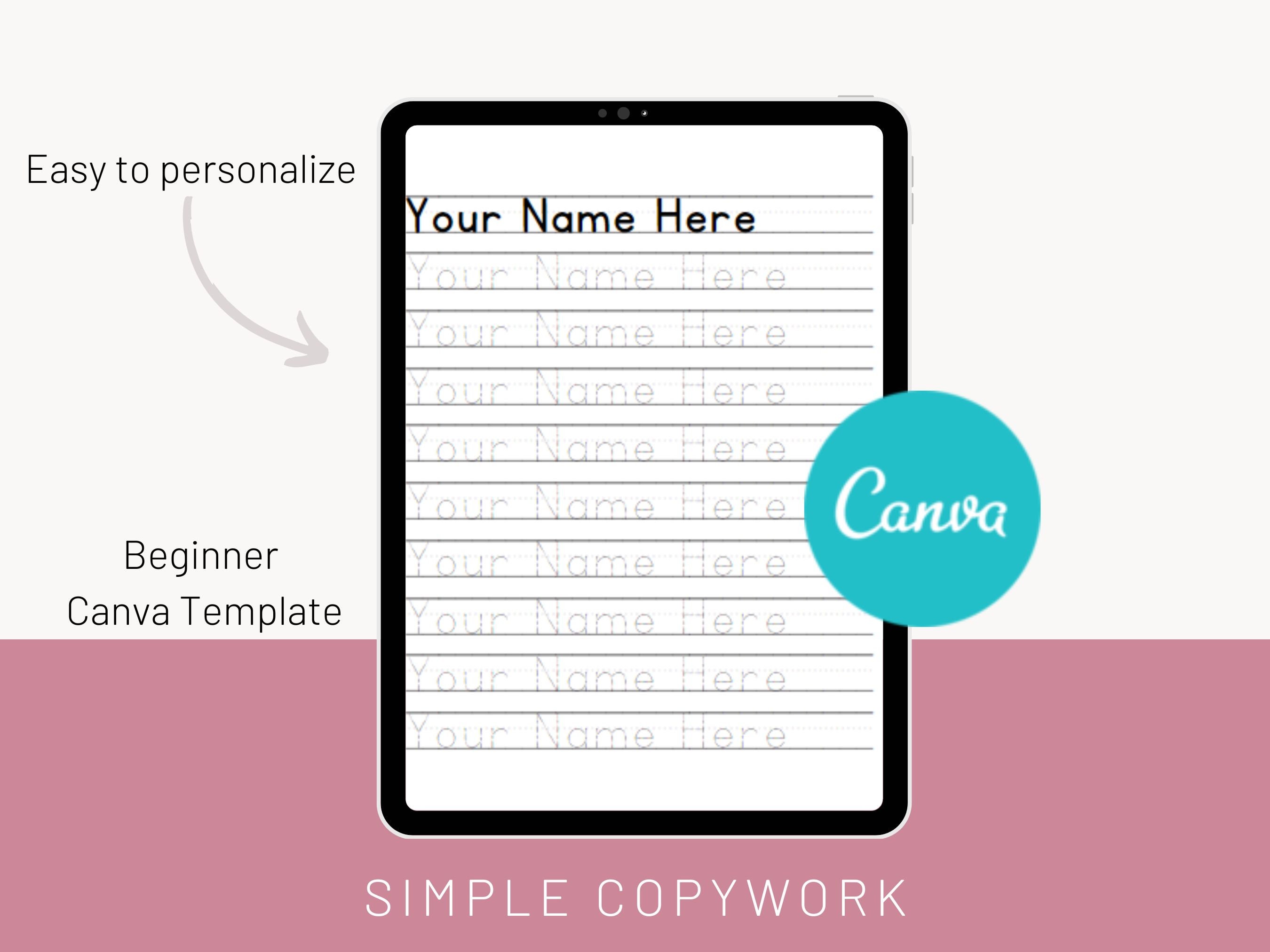 Editable Preschool Name Tracing Worksheet (canva Template) for Pre-k ...