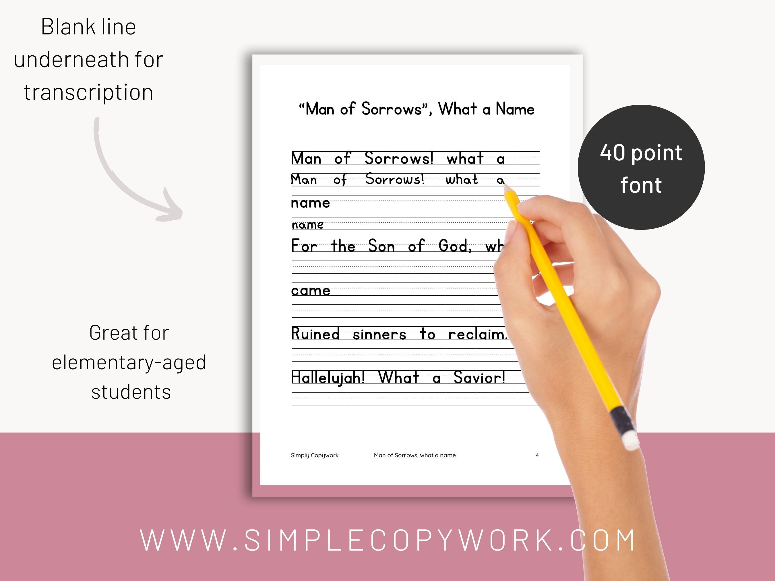 Man of Sorrows Hymn Copywork Printable for Charlotte Mason ...