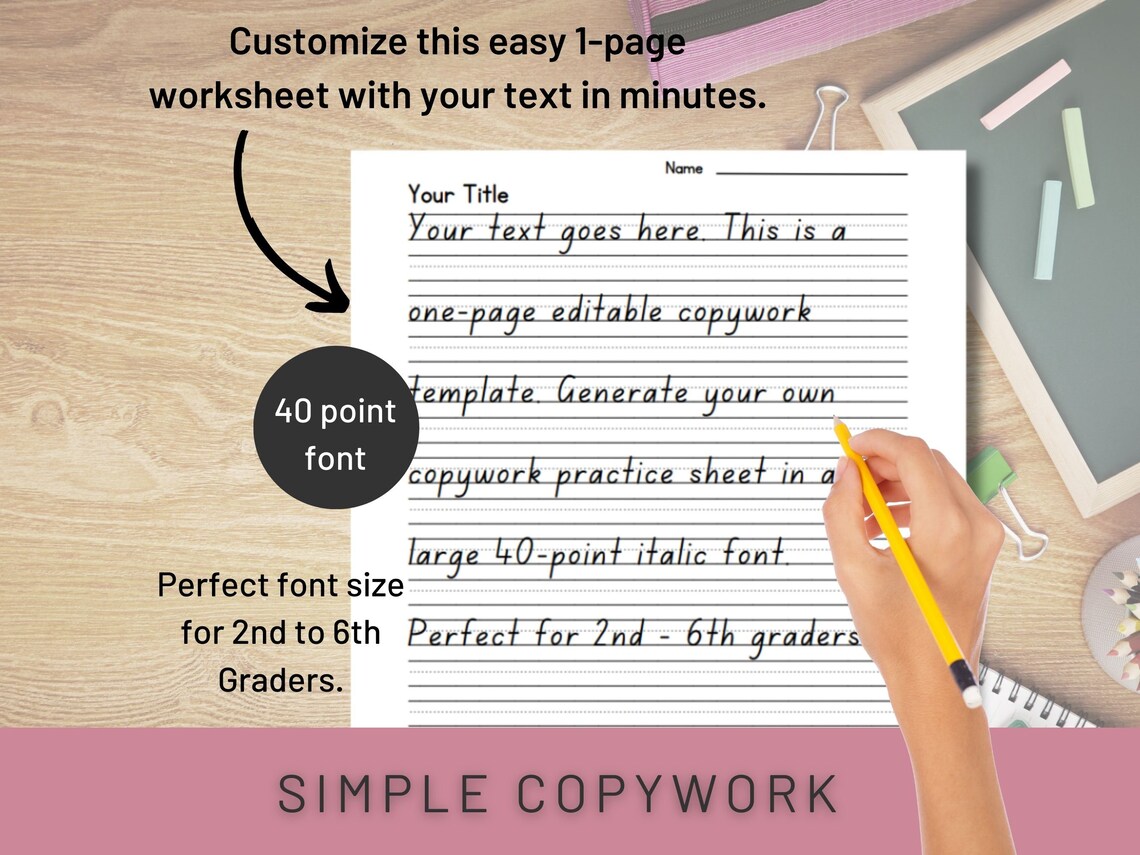 Editable Copywork & Handwriting Template, Italics D'nealian Font ...