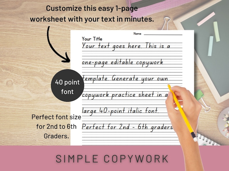 Editable Copywork & Handwriting Template, Italics D'nealian Font ...