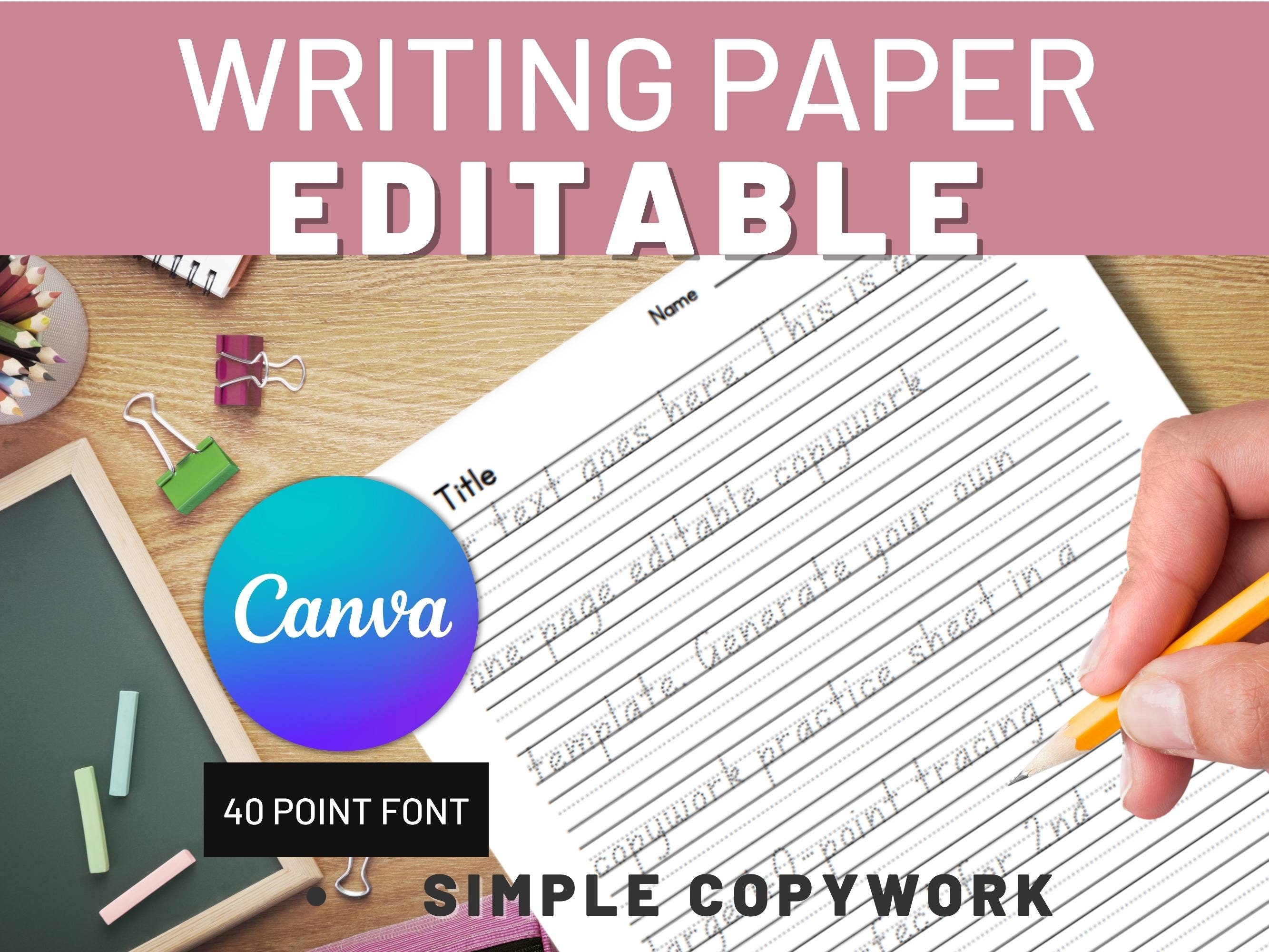 Editable Copywork & Handwriting Template, Italics D'nealian Tracing ...