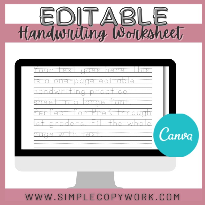 Editable Lined Handwriting Paper With a Tracing Font for Prek, K, 1st ...
