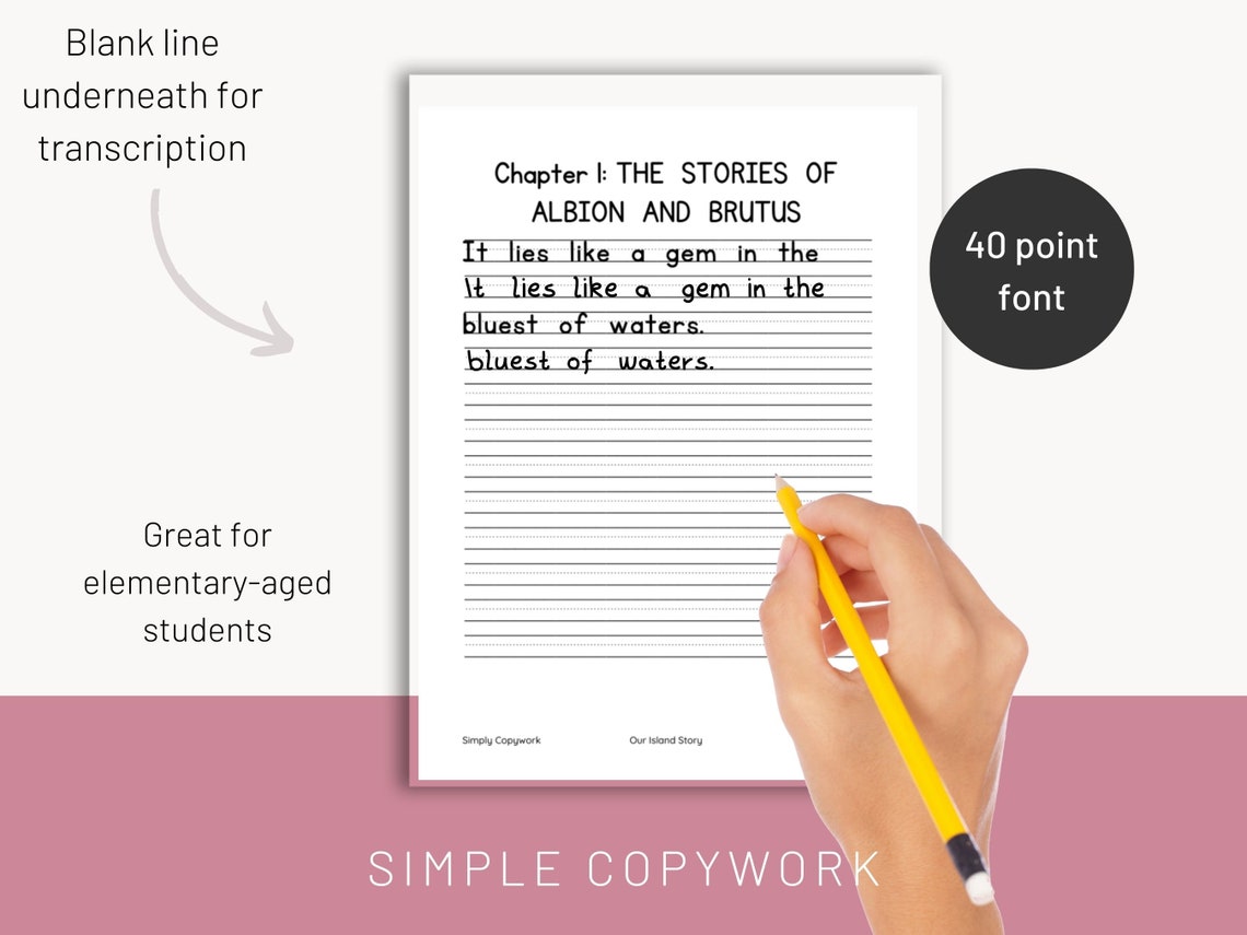 Our Island Story Ch. 1-21 Copywork Handwriting Worksheet for Charlotte ...