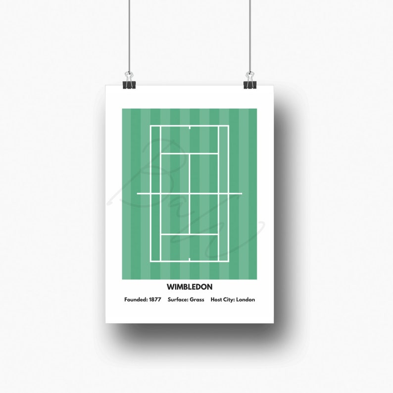 Tennis Court Digital Print, Grand Slam Tennis Tournaments, DIGITAL ...
