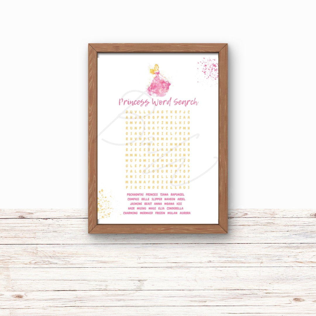 Princess Party Word Search, Princess Birthday, Princess Party, Princess ...