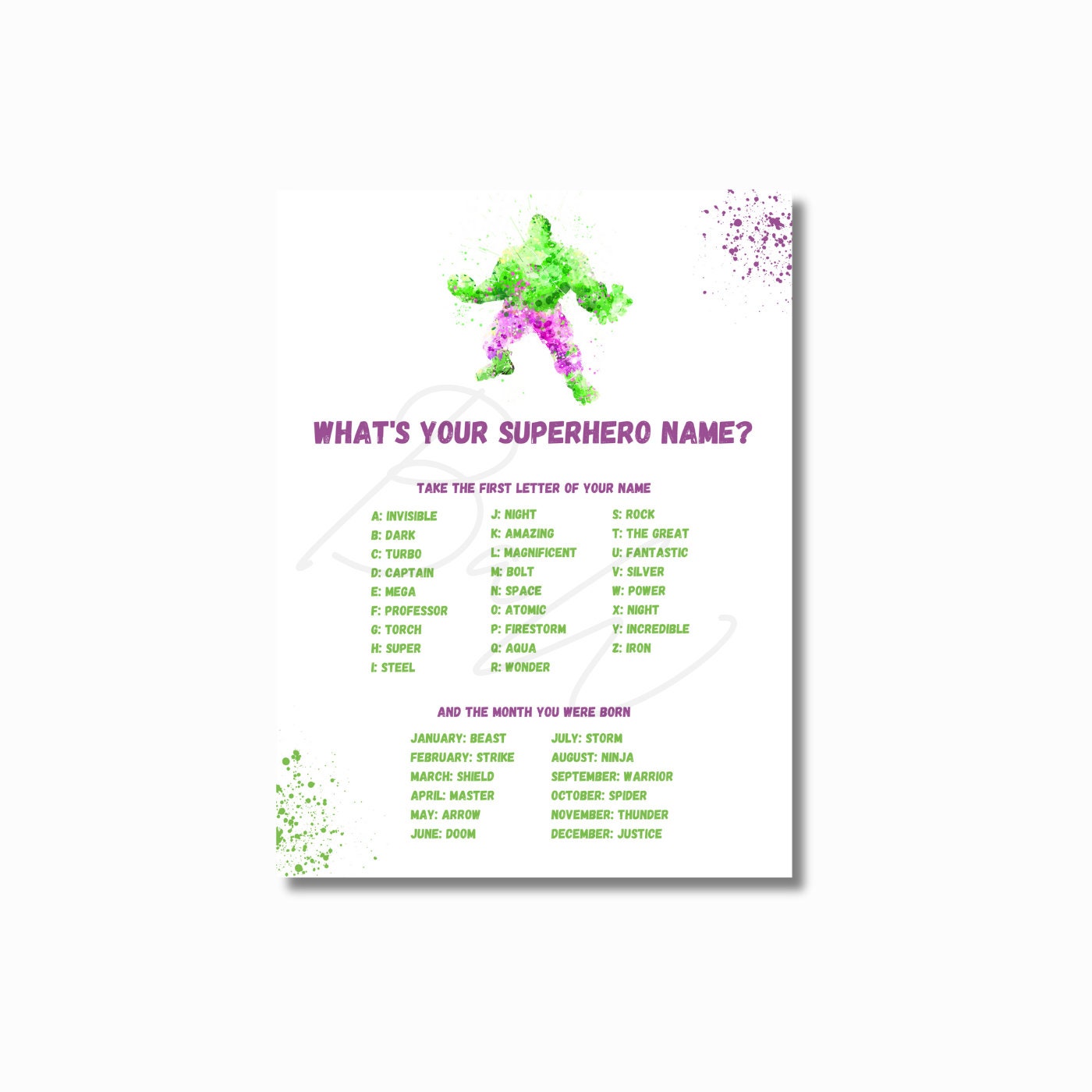 Superhero Name Party Sign, What's Your Superhero Name, Superhero ...