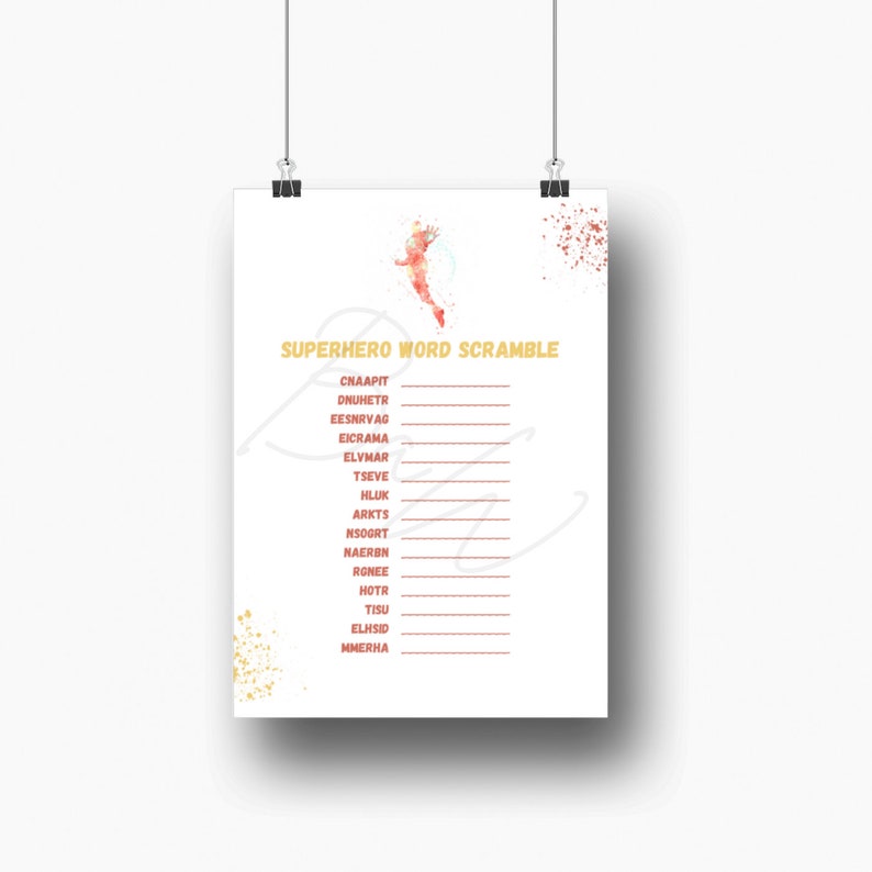 Superhero Party Word Scramble, Superhero Birthday, Superhero Party ...