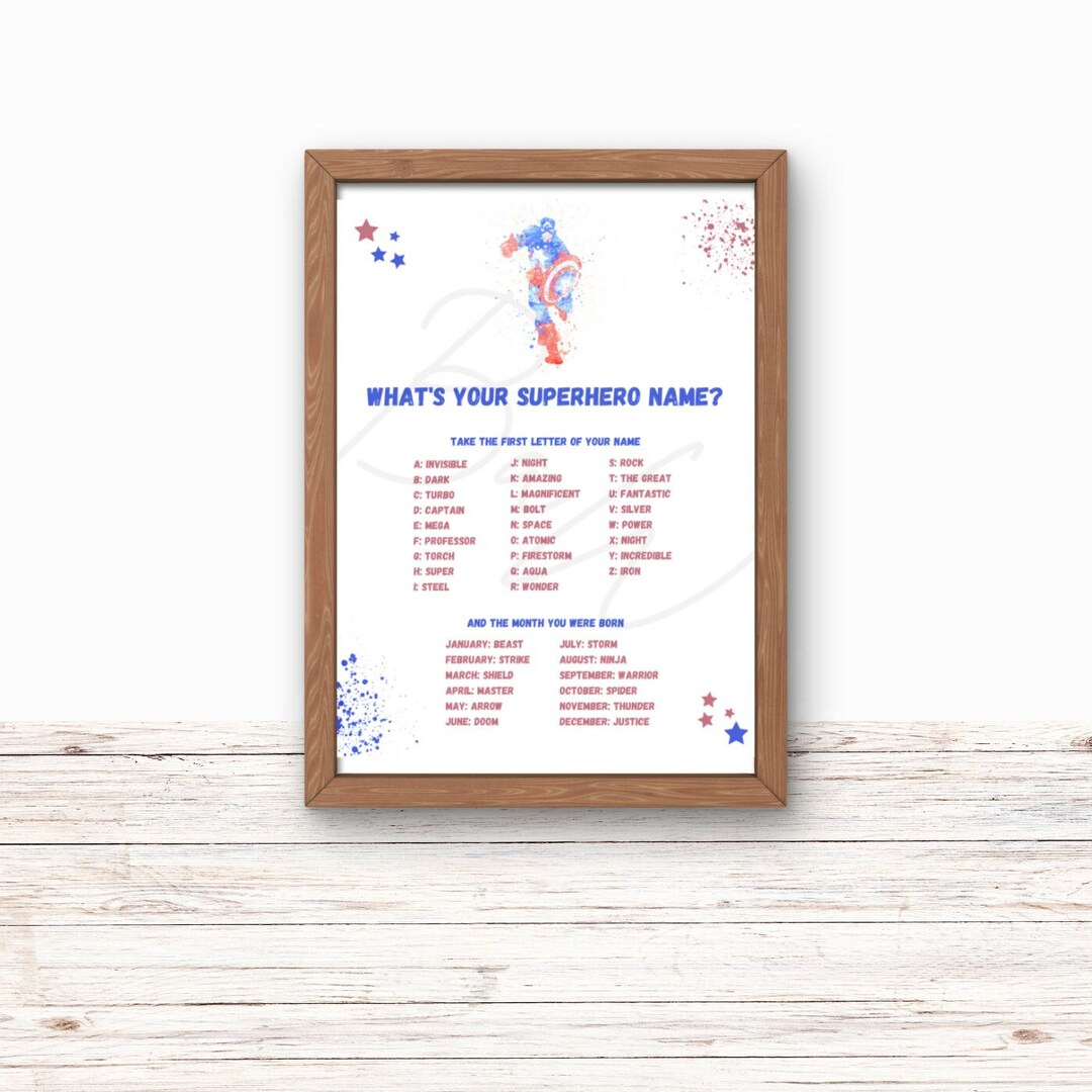Superhero Name Party Sign, What's Your Superhero Name, Superhero ...