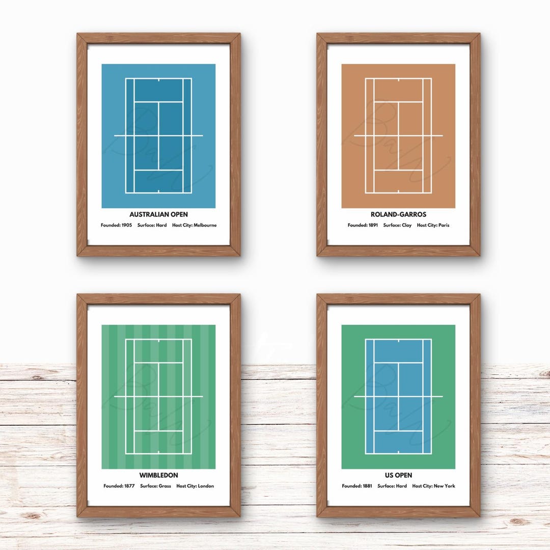 Tennis Court Digital Print, Grand Slam Tennis Tournaments, DIGITAL ...