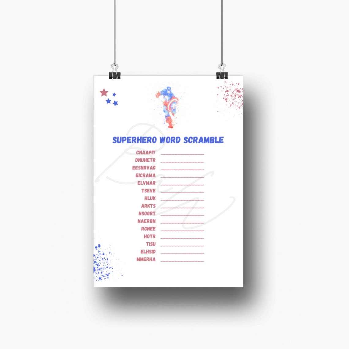 Superhero Party Word Scramble, Superhero Birthday, Superhero Party ...
