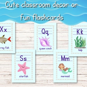 Ocean Theme Alphabet Posters and Flashcards for Classroom and ...