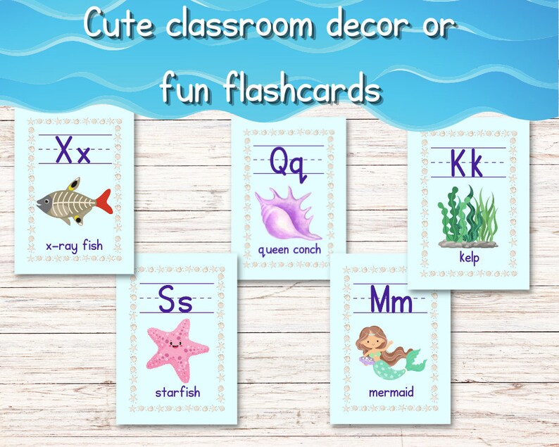 Ocean Theme Alphabet Posters and Flashcards for Classroom and ...