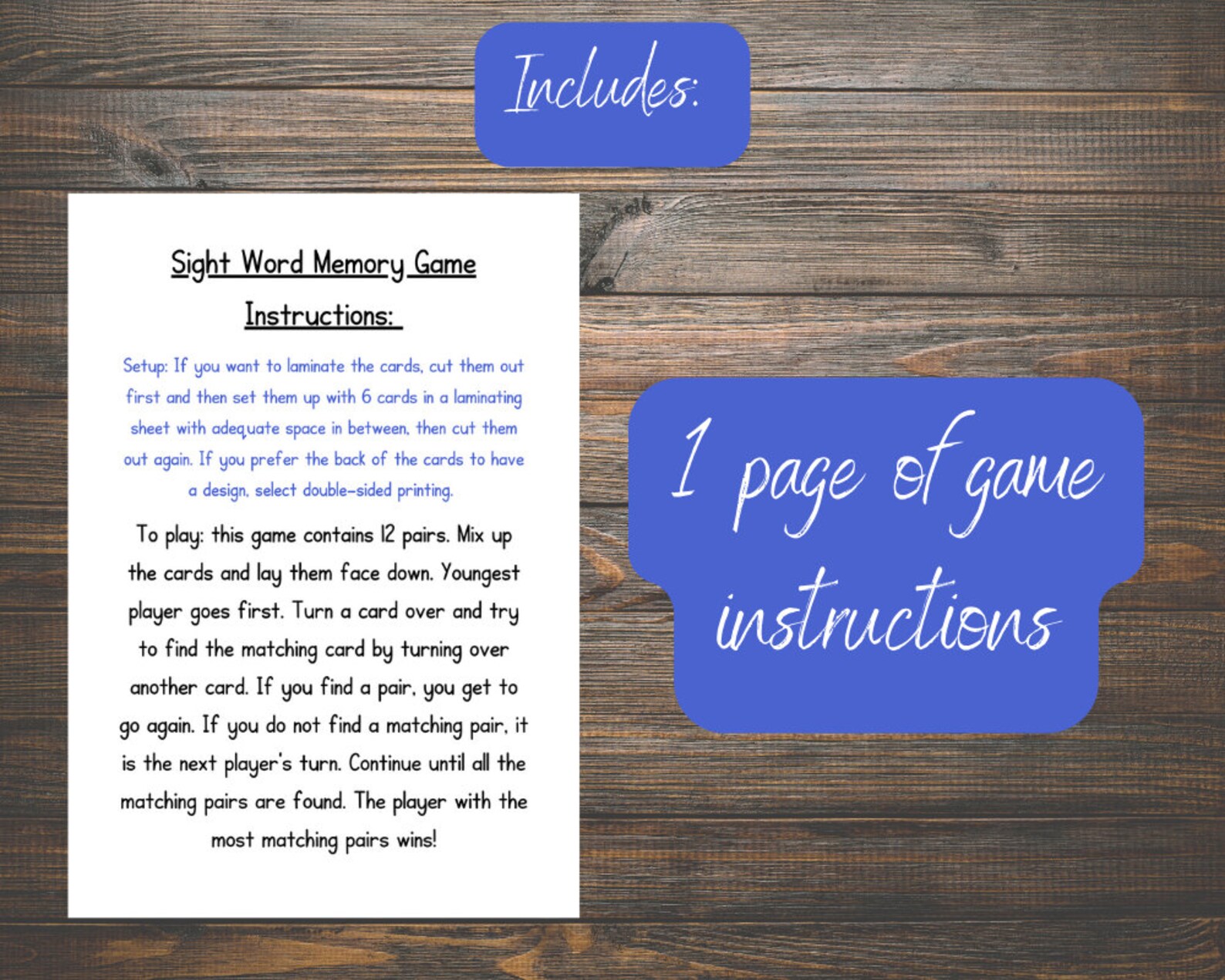 Sight Words Memory Game Set 1 for Kindergarten | Learn to Read Memory ...