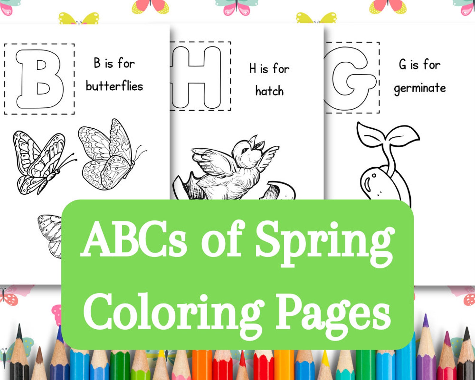 Spring Vocabulary Coloring Pages | Pre-k and Kindergarten Worksheets ...