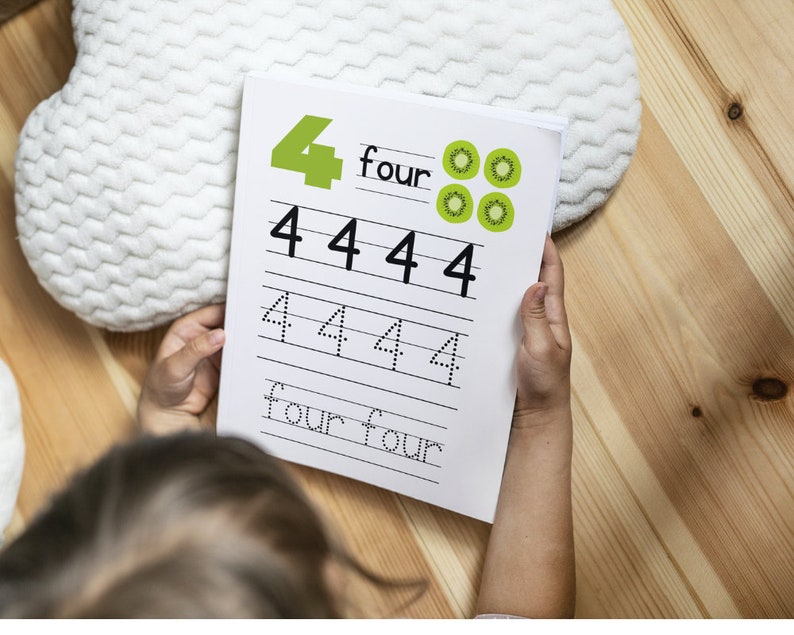 Number Tracing Worksheets for Preschool | Counting Fruit | Learning ...