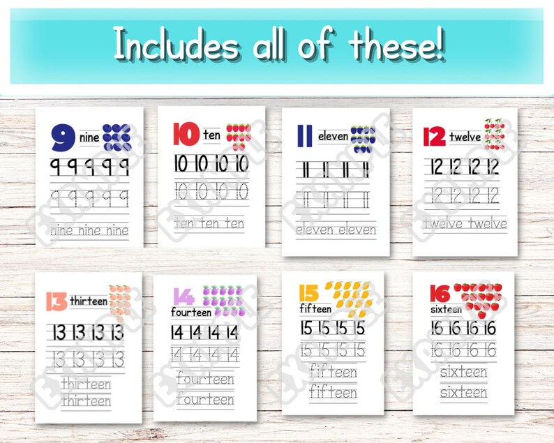 Number Tracing Worksheets for Preschool | Counting Fruit Numbers 1-20 ...