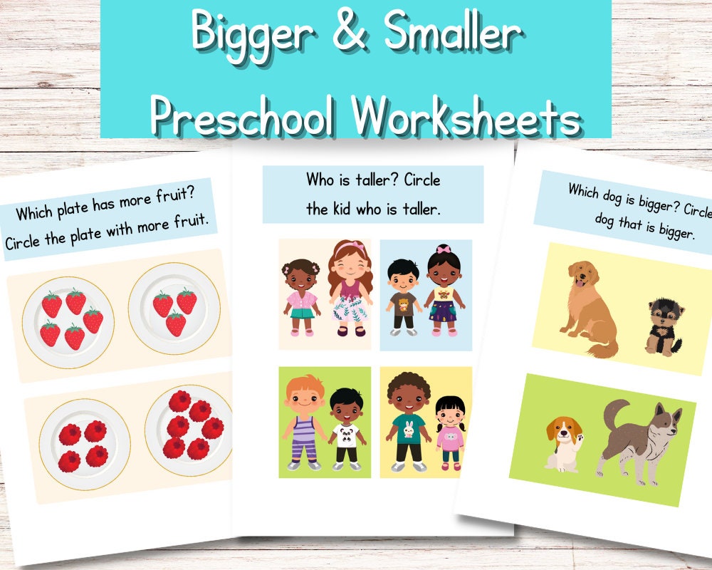 Bigger and Smaller Worksheets for Preschoolers Comparison Worksheets ...