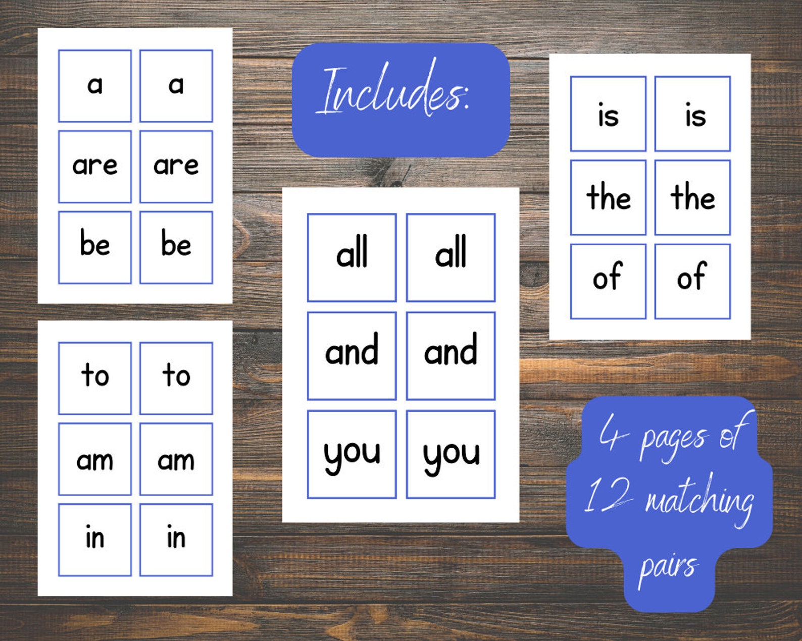 Sight Words Memory Game Set 1 for Kindergarten | Learn to Read Memory ...
