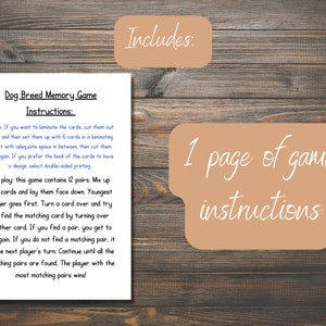 Dog Breed Memory Game | Gifts for Kids | Preschool Games | Printable ...