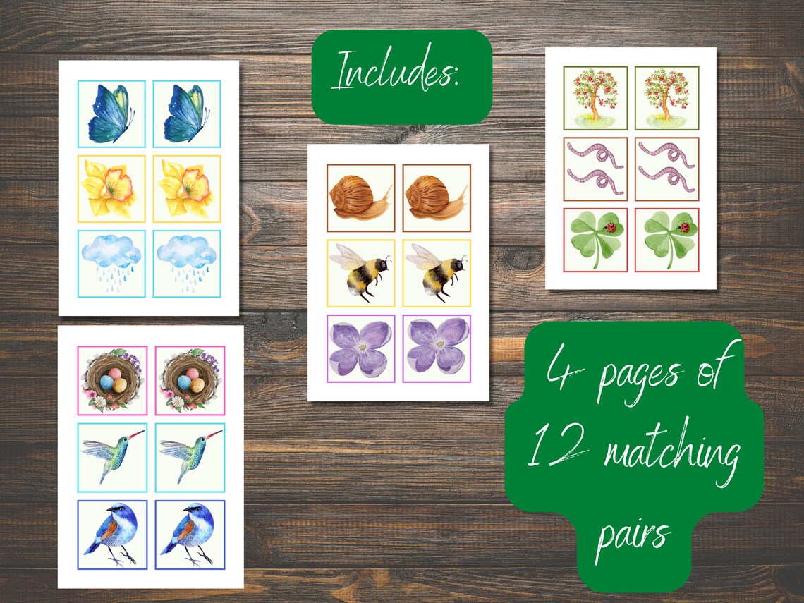 Printable Preschool Spring Memory Game Spring-themed Activities for ...