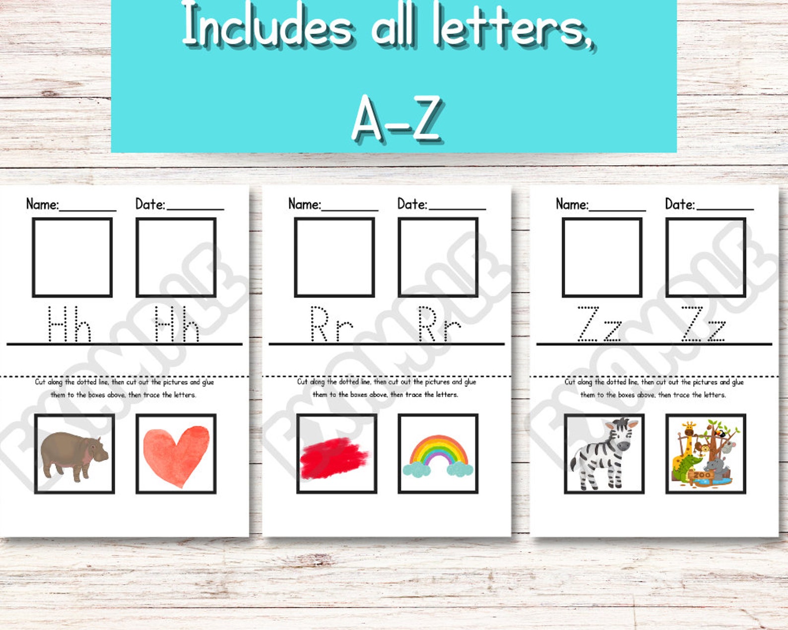 Alphabet Trace, Cut, and Paste Worksheet for Preschoolers Learn to ...