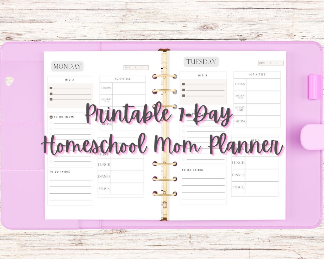7-day Homeschool and Mom Life Planner | Planners for Homeschool Moms ...