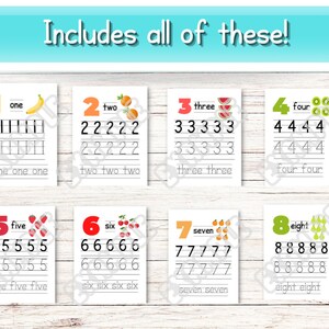Number Tracing Worksheets for Preschool | Counting Fruit Numbers 1-20 ...