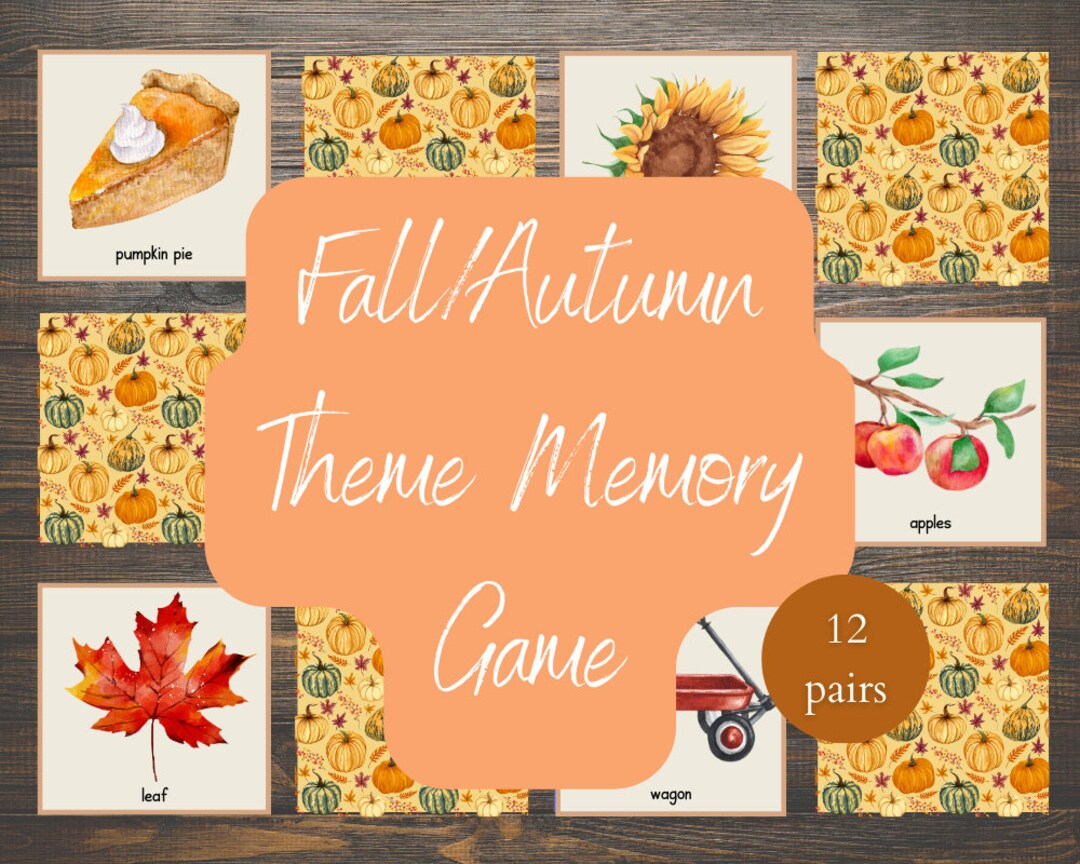 Fall Themed Memory Game | Pumpkins, Fall, Autumn | Montessori Inspired ...