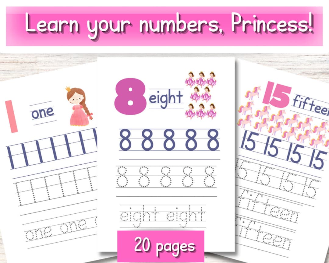 Princess Number Tracing Worksheet | Learn Your Numbers Princess ...