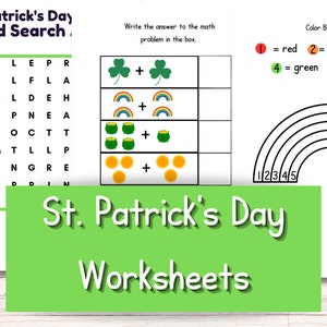St. Patrick's Day Worksheets | Word Search | Coloring Pages | Color by ...