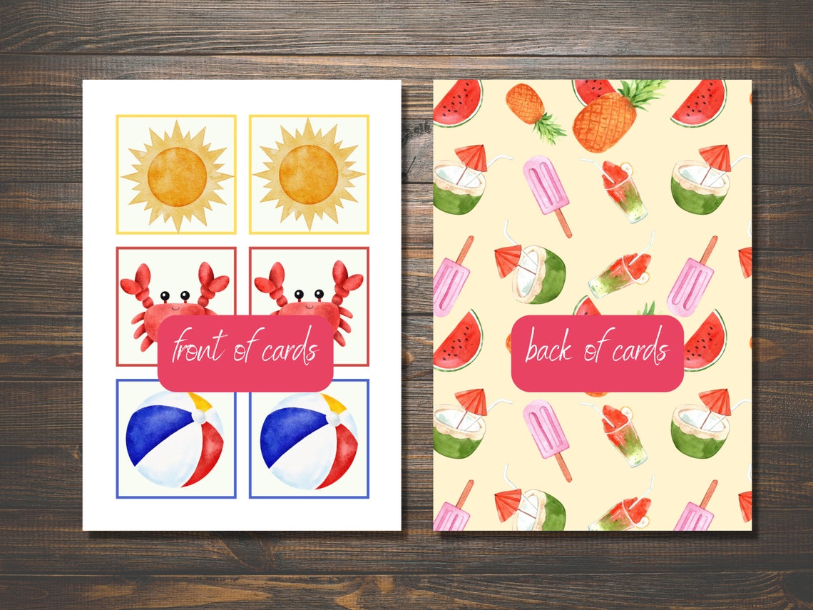 Printable Preschool Summer Memory Game Summer Activities for Toddlers ...
