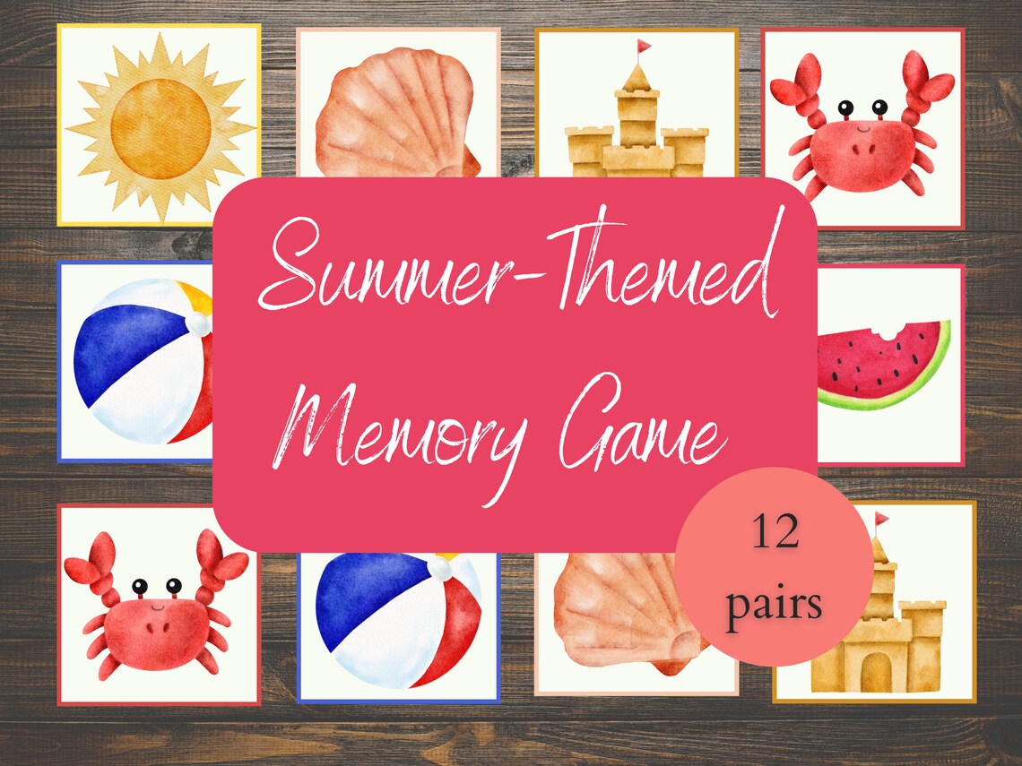 Printable Preschool Summer Memory Game | Summer Activities for Toddlers ...